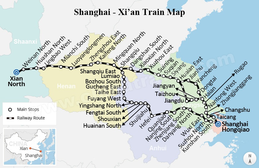 Shanghai - Xi'an Trains: Bullet Train and Overnight Train, Schedule ...