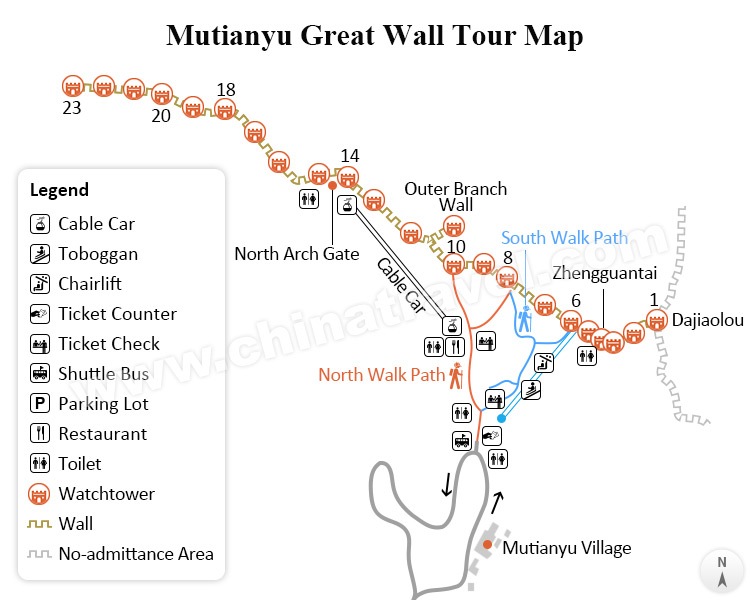 Mutianyu Great Wall - Map, Ticket Price, Cable Car, Toboggan